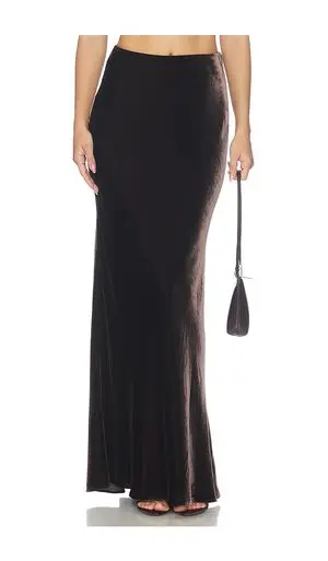 L'AGENCE Zeta Long Skirt In Brown - Dark Java