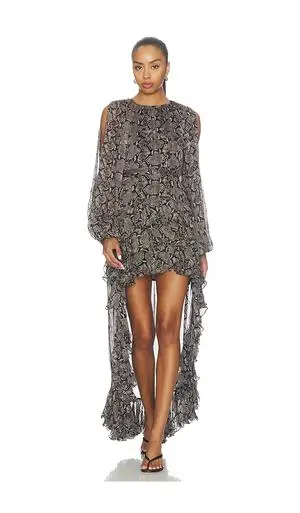 Rococo Sand Hi-lo Ruffled Dress In Multi