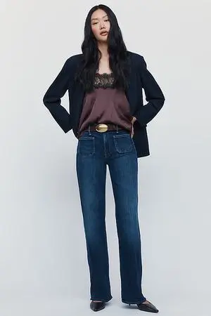MOTHER The Maven Sneak Mid Rise Wide Leg Jeans Backstage Pass