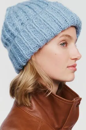 Anthropologie Waffle Knit Beanie - Blue