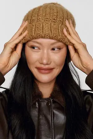 Anthropologie Waffle Knit Beanie Camel