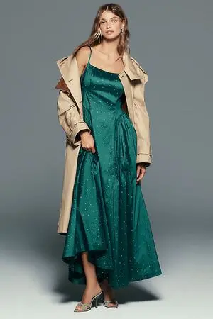 HUTCH Cotton Blend Fit-and-flare Maxi Dress - Emerald