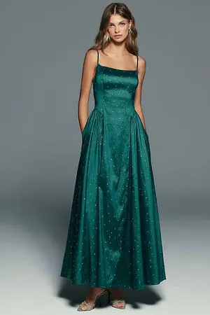 HUTCH Cotton Blend Fit-and-flare Maxi Dress
