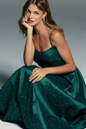 HUTCH Cotton Blend Fit-and-flare Maxi Dress