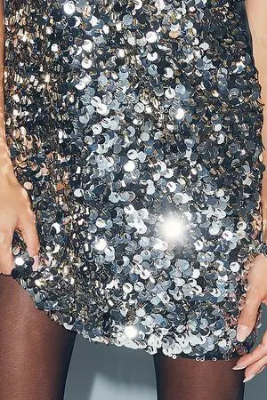 Anthropologie Sequ Sleeveless Mi Dress - Silver