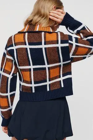 ALIGNE Carmen Wool Blend Plaid Cardigan Jacket