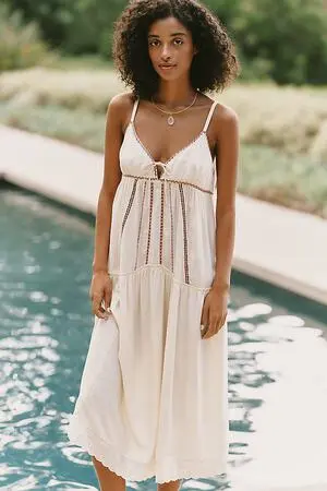 CELANDINE Micro Beaded Midi Dress - Vanilla