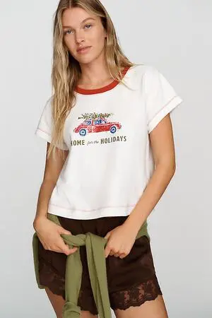 PILCRO Billie 100% Cotton Graphic Holiday Tee