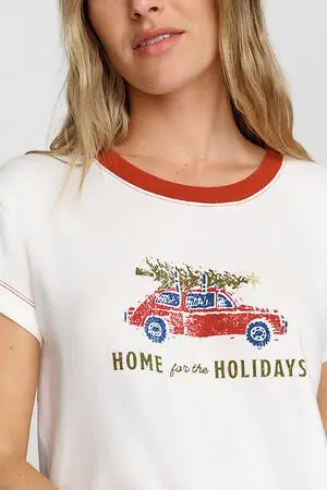 PILCRO Billie 100% Cotton Graphic Holiday Tee