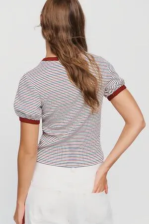 Rag & Bone Cotton Blend Rib Stripe Crewneck Tee