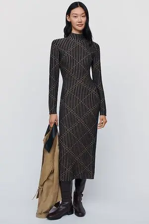 Barbour Ada Cotton Wool Knit Midi Dress - Black Multi