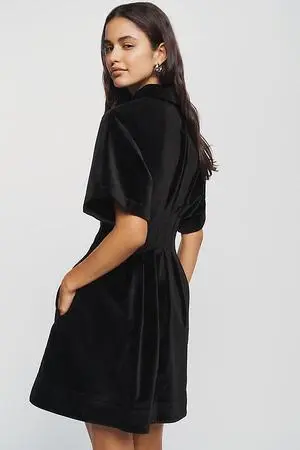EXQUISE Tobie Velvet Mi Shirtdress - Black