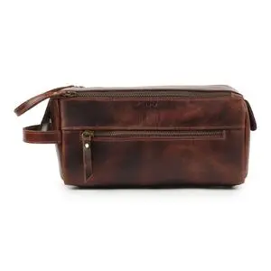 DÖTCH LEATHER The Berkeley- Handmade Travel Wash Bag - Brown
