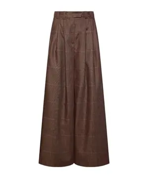 Marella Pleated Check Wideleg Trousers