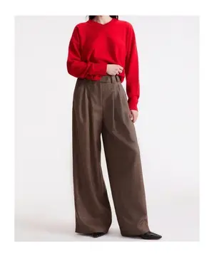 Marella Pleated Check Wideleg Trousers
