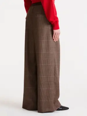 Marella Pleated Check Wideleg Trousers