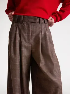 Marella Pleated Check Wideleg Trousers