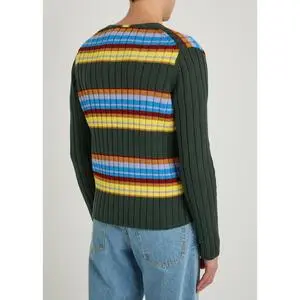Dries Van Noten Striped V-neck Knit Cardigan
