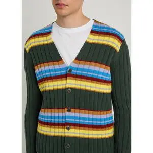 Dries Van Noten Striped V-neck Knit Cardigan