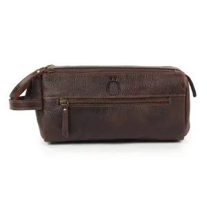 DÖTCH LEATHER Duke- Handmade Wash Bag - Brown