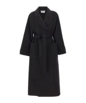 KAOS Belted Long Coat - Black
