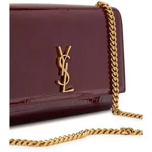 Saint Laurent Glossy Croc-embossed Shoulder Bag