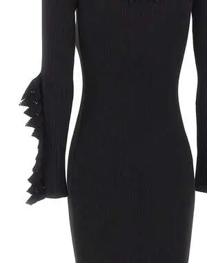Blumarine Scalloped Ribbed Midi Dress