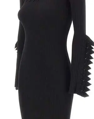Blumarine Scalloped Ribbed Midi Dress
