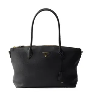 Prada Large Leather Tote Bag - Black