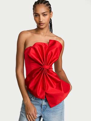 Victoria's Secret Dream Angels Satin Bow Strapless Corset Top - Red