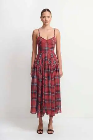 Amanda Uprichard Spencer Midi Dress In Plaid