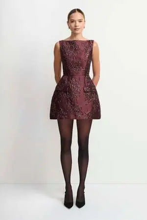 Amanda Uprichard Banco Dress In Jacquard - Cocoa