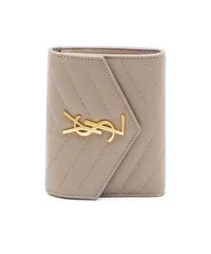 Saint Laurent Cassandre Matelassé Compact Tri-fold Wallet - Gray