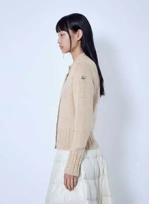 Moncler Ribbed Cardigan In Wool Blend