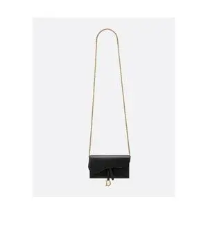 Dior Small Saddle Pouch With Chain - Black