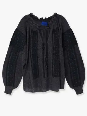 MES DEMOISELLES Appi Wool And Alpaca Sweater With Floral Pattern