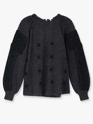MES DEMOISELLES Appi Wool And Alpaca Sweater With Floral Pattern