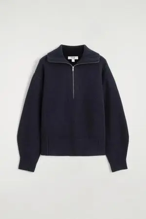Cos Merino Wool Mock-neck Zip-up Sweater