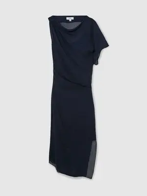 REISS Amber Crystal-detail Draped Mesh Midi Dress