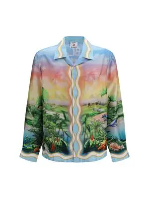 Casablanca Tennis Club Printed Silk Twill Shirt