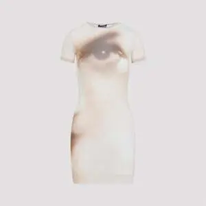 JEAN PAUL GAULTIER Printed Face Mesh Short Dress