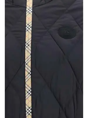 Burberry Doversgreen Nylon Down Jacket With Check Stitching