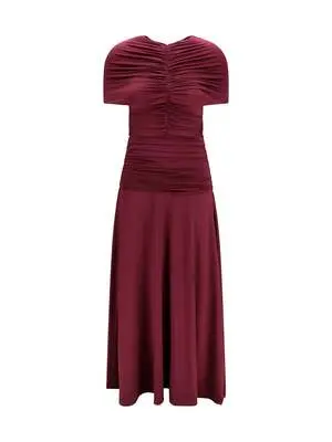 SELF-PORTRAIT Ruched Midi Dress In Jersey - Multicolor