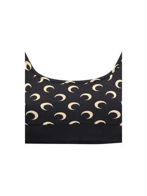 MARINE SERRE Moon Recycled Jersey Sports Bra - Black