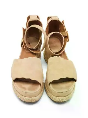 Chloé Scalloped-edge Wedge Sandals