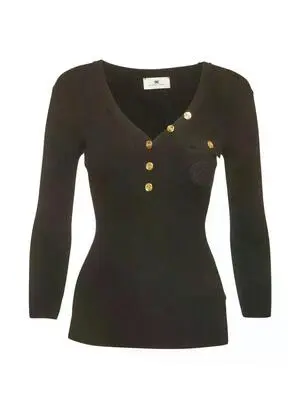 Elisabetta Franchi Rib-knit V-neck Sweater