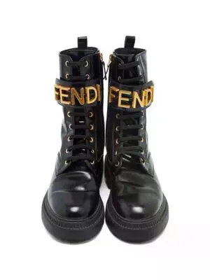 Fendi Logo-strap Combat Boots