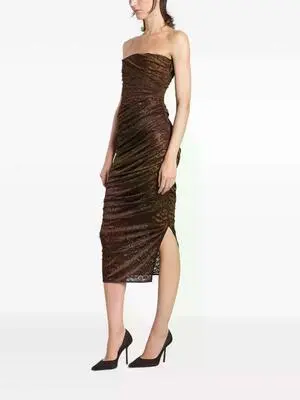 Alex Perry Ruched Animal-pattern Midi Dress