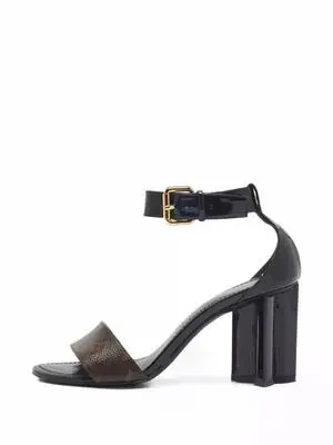 LOUIS VUITTON Silhouette Monogram Ankle Strap Sandals - Black