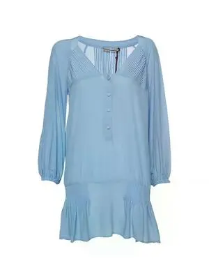 Ermanno Scervino Pintuck Detail Tunic Mini Dress - Blue